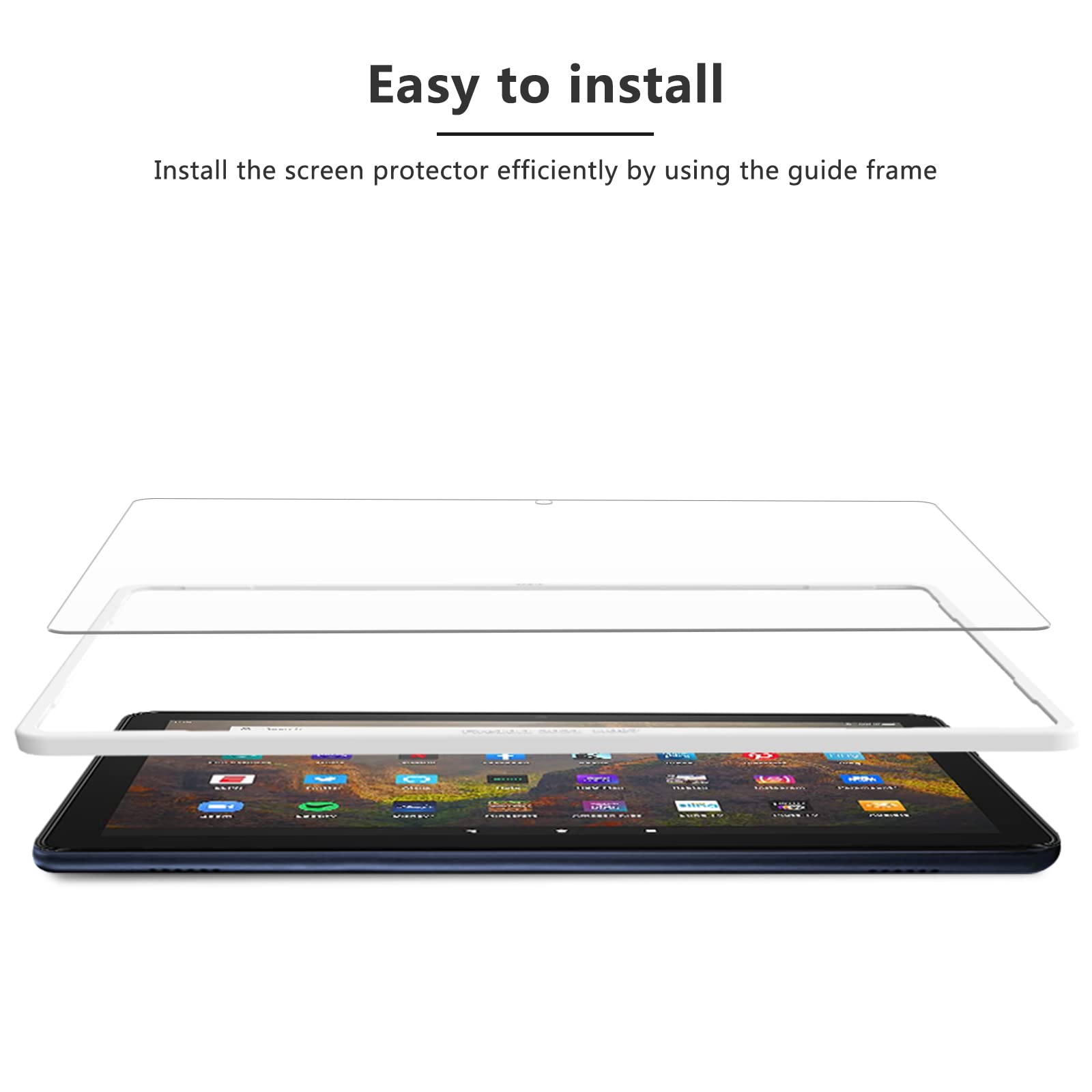 [3 pack] OMOTON Screen Protector for All-New Fire HD 10 2021/Fire HD 10 Plus/Fire HD 10 Kids/Fire HD 10 Kids Pro Tablet 2021 Released, [Tempered Glass][High Definition] [ 9H Hardness]
