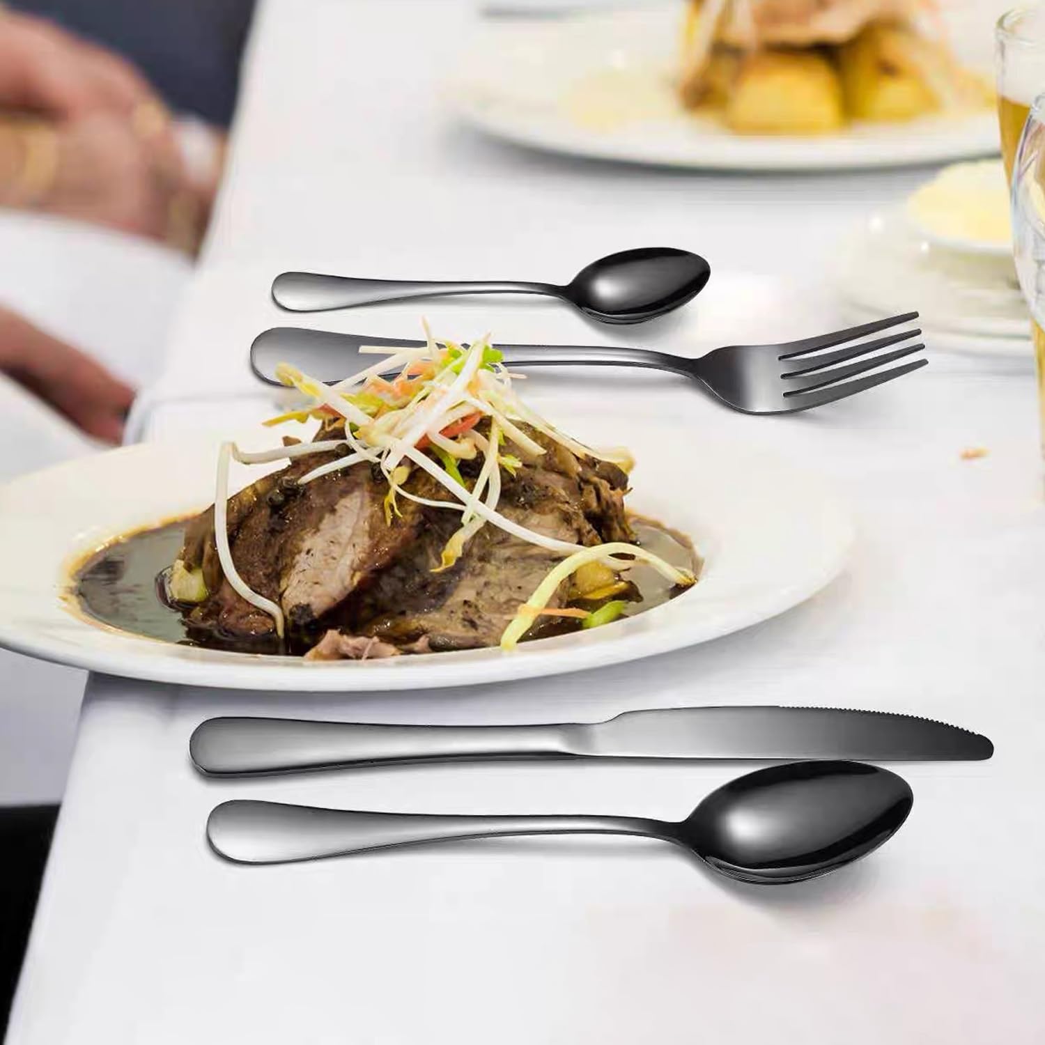 [20 Piece] Silver Silverware set for 4, Stainless Steel Cutlery Eating Utensils with Mirror Finish, Dishwasher Safe for Daily Use (Silver Silverware Set)