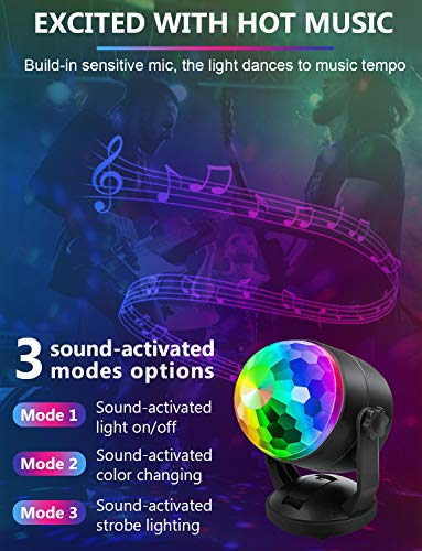 [4-Pack] Sound Activated Party Lights with Remote Control, Battery Powered/USB Portable RBG Disco Ball Light, Dj Lighting, Strobe Lamp 7 Modes Stage Party Supplies for Home Room Dance Parties Karaoke