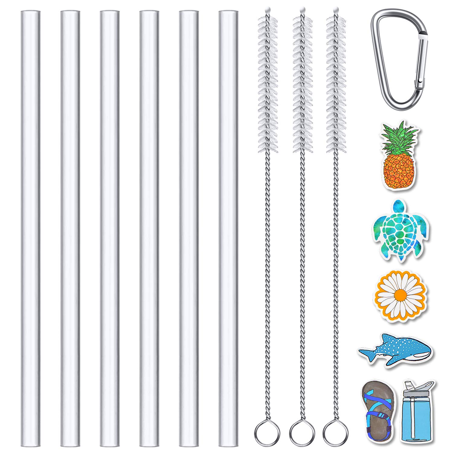 [6 Pack] Straws Replacement for Hydro Flask Straw , BPA-Free Straws with Straw Cleaning Brushes ( Also fit for YETI Straw)