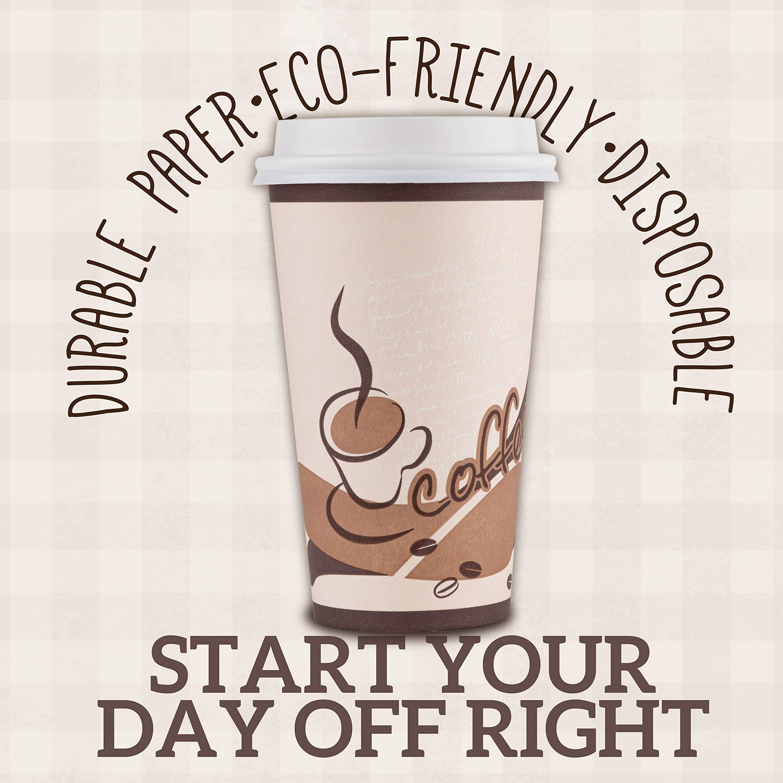 [20 Sets - 12 oz.] 12 Ounce Paper Hot Cups Disposable Coffee Cups With Lids