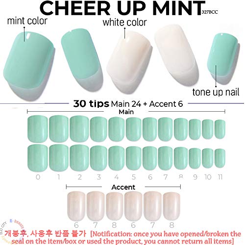 [DASHING DIVA–Nails]Premium Magic Press SUPER SLIM FIT(2 Different Designs 30+30strips in 12 sizes)WHITE LOVER+CHEER UP MINT 326/27bcc