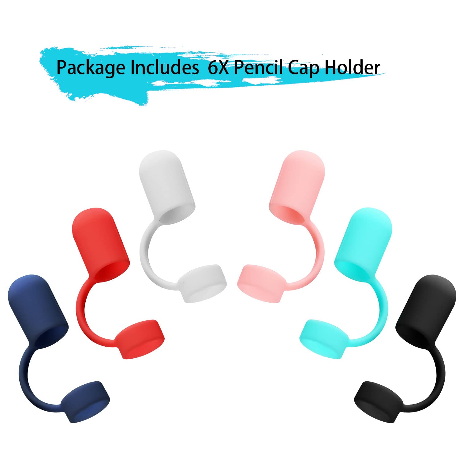 [6 Pack] Fudda Silicone Cap Holder for Apple Pencil 1st Gen - Protective Cover & Tether Accessories Compatible with New iPad 9th, iPad 8th/7th/6th, iPad Pro 10.5, iPad Air 3rd, iPad Mini 5 Pencil