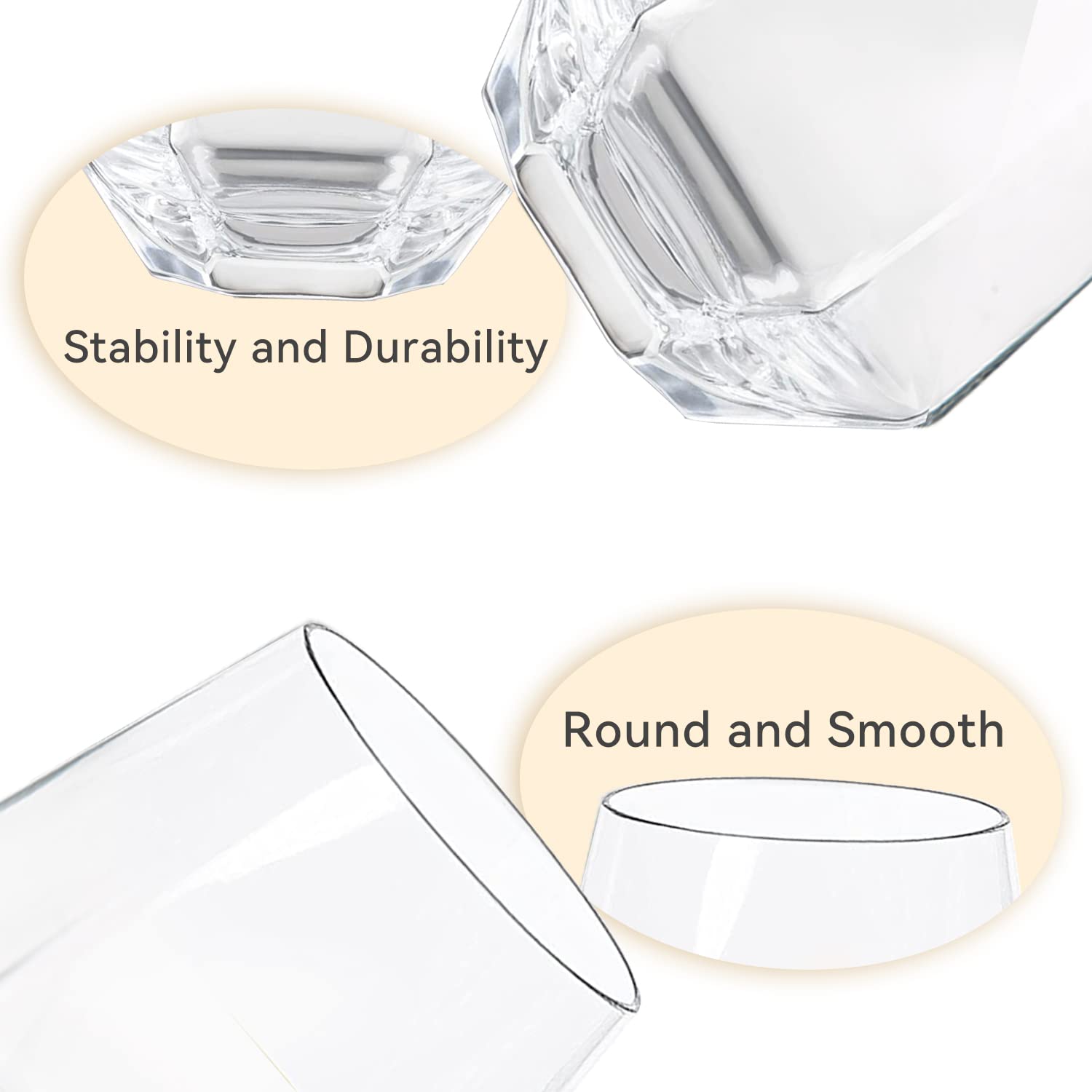 [6-Pack,10 Oz] Design·Master- Diamond Wine Glasses, Stemless Wine Glasses, Diamond Whiskey Glasses, Drinking Glasses, Ideal for Red and White Wine,Kitchen Glassware, Wedding and Party Gifts