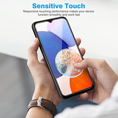 [3+2 Pack] OMOTON Screen Protector for Samsung Galaxy A14 5G, 3 Pack protector & 2 Pack Camera Lens Tempered Glass Compatible with Samsung A14 (6.6 Inch, 2023 Released), Guide Frame/Bubble Free
