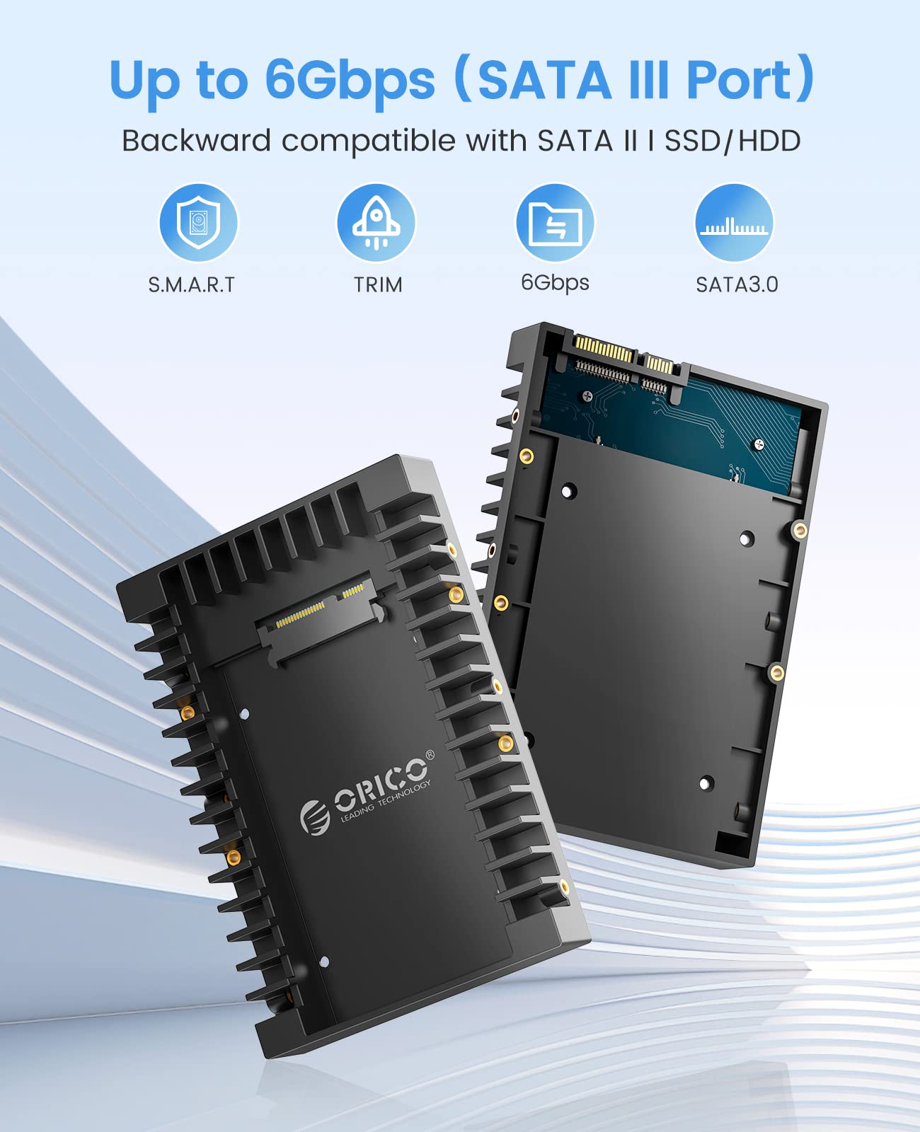 [5Packs] ORICO 2.5 SSD SATA to 3.5 Hard Drive Adapter Internal Drive Bay Converter Mounting Bracket Caddy Tray for 7 / 9.5 / 12.5mm 2.5 inch HDD / SSD with SATA III Interface(1125SS-5)