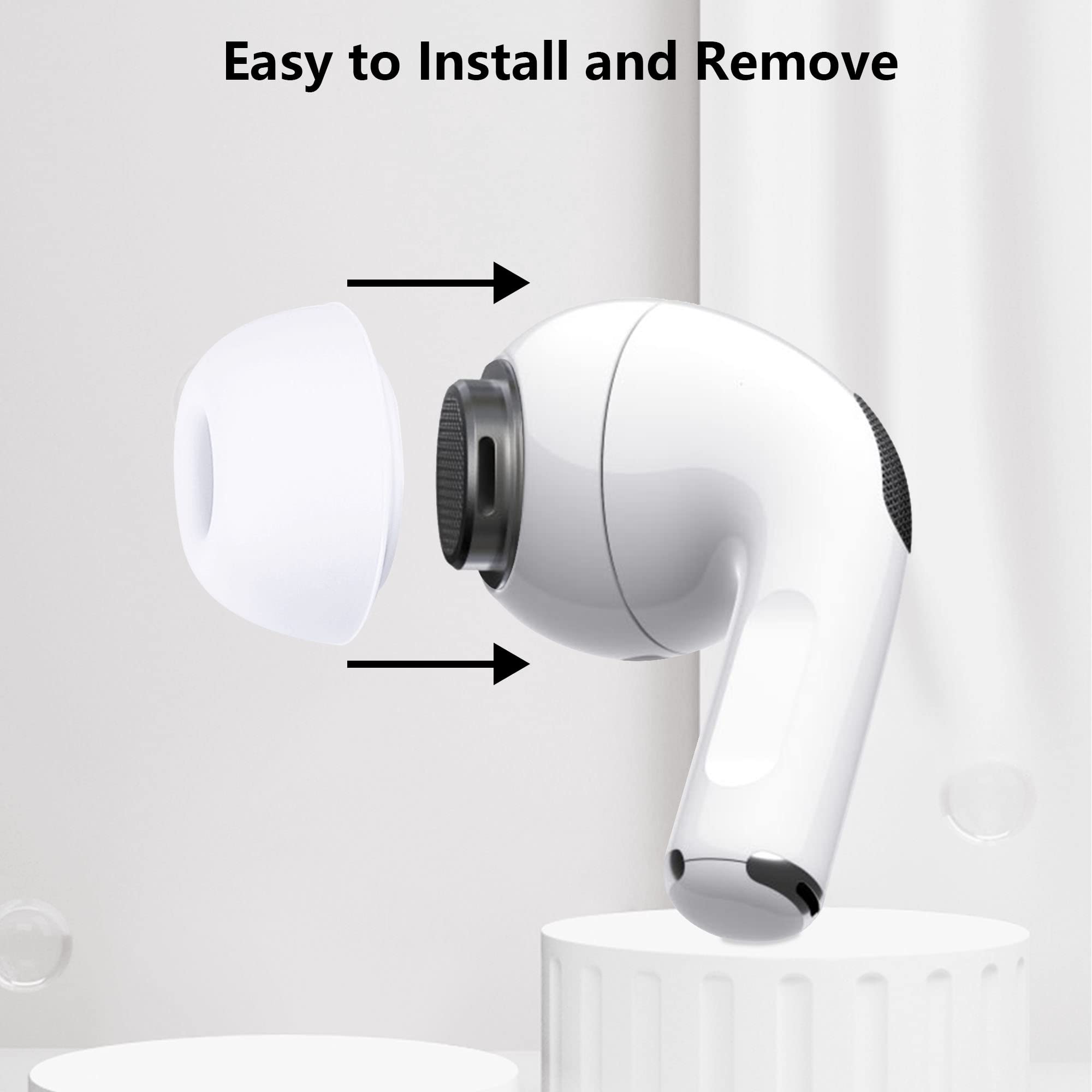[3 Pairs] Gimane Replacement Ear Tips for AirPods Pro/AirPods Pro 2, Silicone Ear Bud Tips with [Portable Storage Box] [Noise Reduction Hole] Fit in The Charging Case, (White, S/M/L)