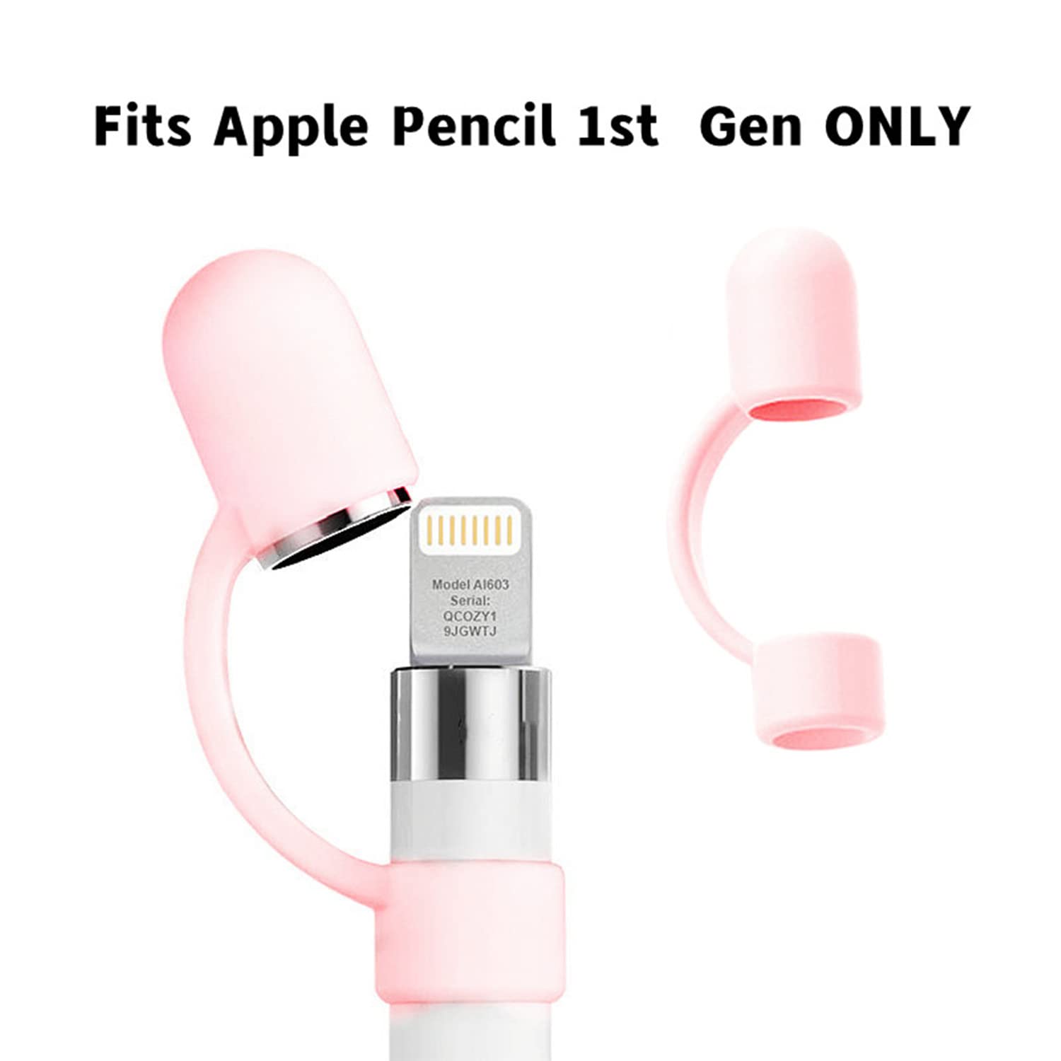 [6 Pack] Fudda Silicone Cap Holder for Apple Pencil 1st Gen - Protective Cover & Tether Accessories Compatible with New iPad 9th, iPad 8th/7th/6th, iPad Pro 10.5, iPad Air 3rd, iPad Mini 5 Pencil