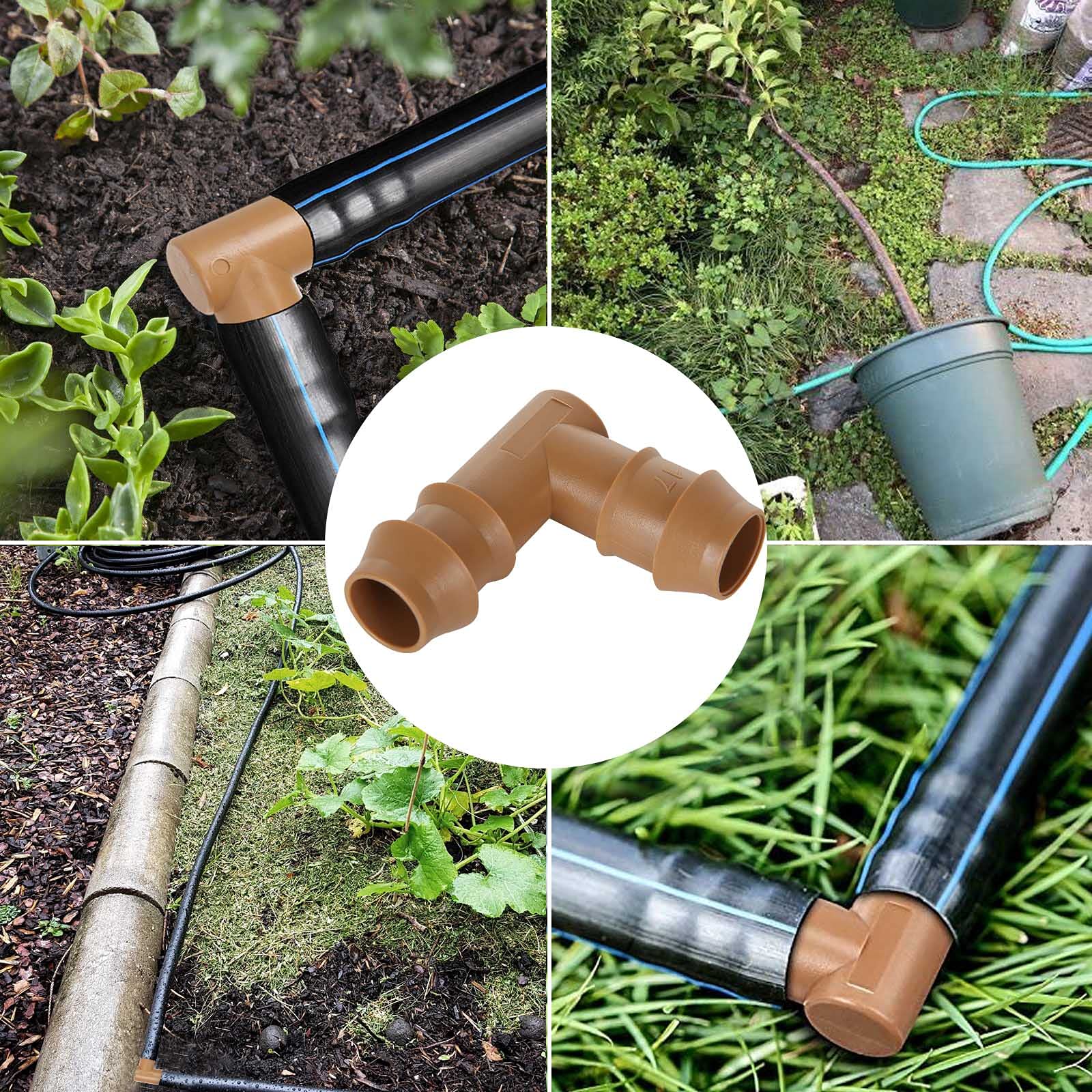 [40-Pack] Drip Irrigation Barbed Elbow Fittings (17mm) for 1/2" Drip Hose (0.600" ID), Sprinkler Tubing Connector for Garden Drip Irrigation Systems