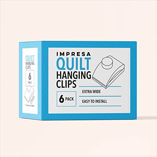 [6 Pack] Quilt Wall Hangers to Showcase Your Work – Extra Wide Strong Grip Tapestry Hangers for Walls – Easy to Install Quilt Hanger Clips with Hardware Included – Stylish Wooden Tapestry Hanger