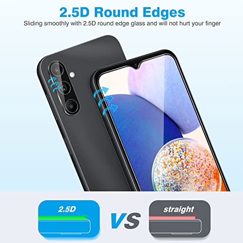[3+2 Pack] OMOTON Screen Protector for Samsung Galaxy A14 5G, 3 Pack protector & 2 Pack Camera Lens Tempered Glass Compatible with Samsung A14 (6.6 Inch, 2023 Released), Guide Frame/Bubble Free