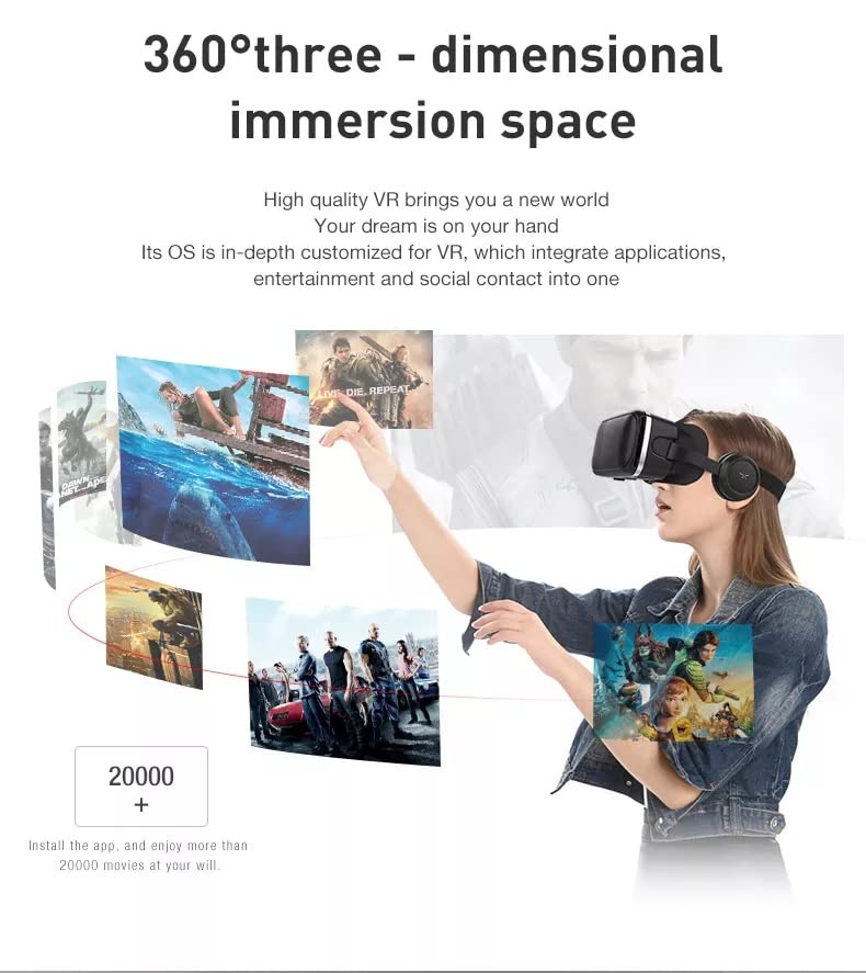 [ABASTO] - VRshinecon Headset with Remote Control 3D Glasses Virtual Reality Headset for Games & 3D Movies VR Eye Care System for iPhone- Stay in Trend Discovered The New metaverse