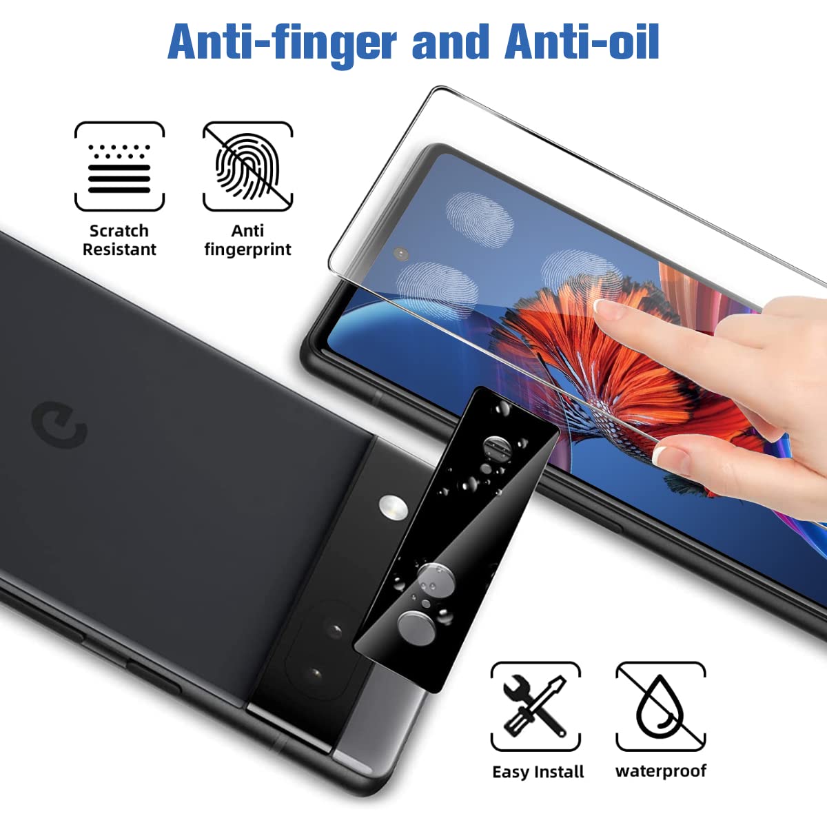 [4 Pack] Google Pixel 7 Screen Protector, HD Clear 9H Tempered Glass Scratch Resistant, Fingerprint Unlock,Full Coverage Easy To Install Bubble-Free For Google Pixel 7 (6.3 Inch)