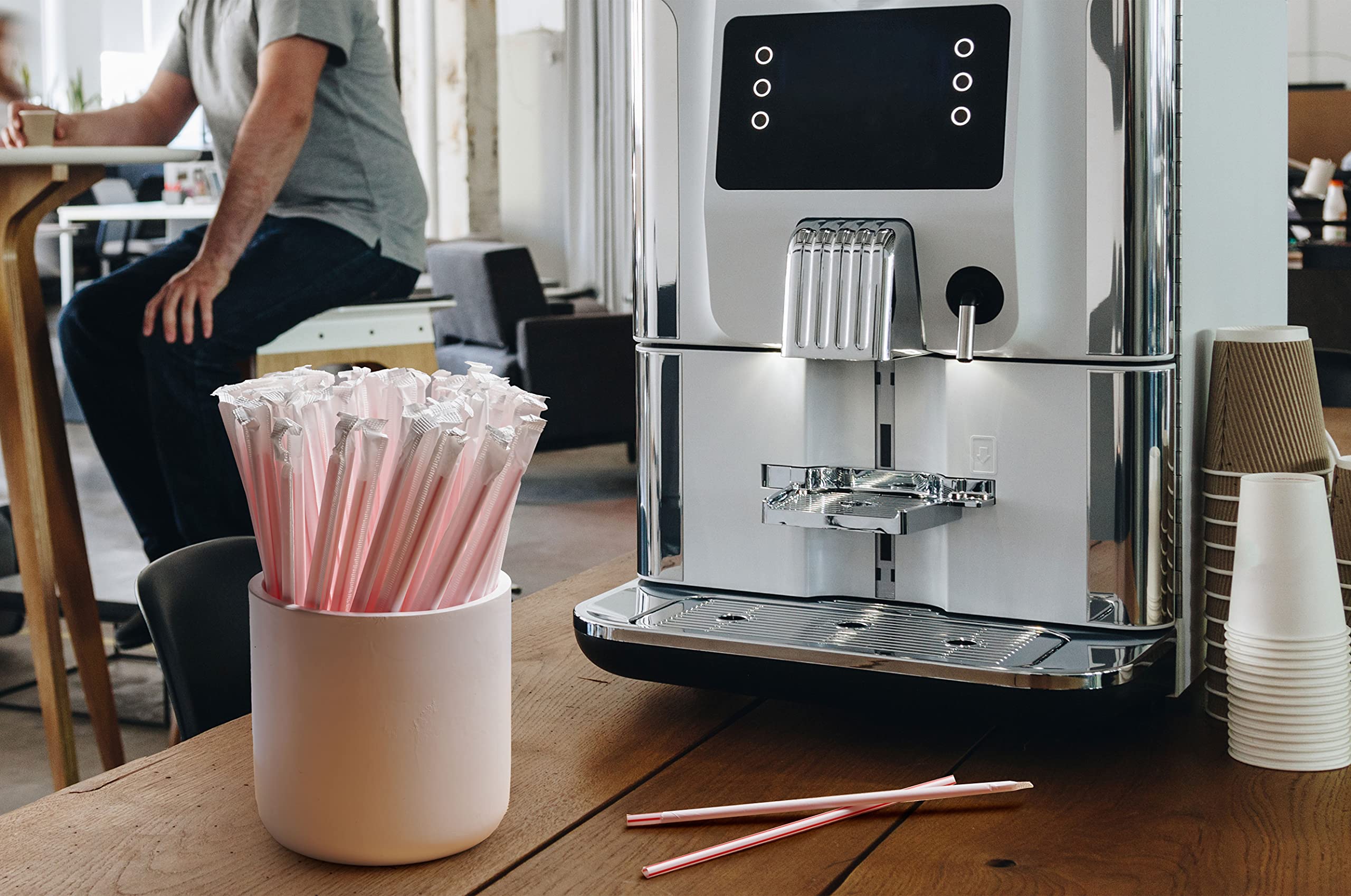 [500] Cocktail Plastic Straws Stirrers, Individually Wrapped (Paper Wrapped), These are 5.75" BPA Free Disposable Colored Cocktail/Coffee Stir Sticks