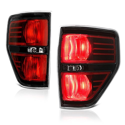 [For 2009-2014 Ford F150 Pickup Truck] Black Housing OE-Style SVT Raptor Tail Light Lamp Housing Assembly, Driver & Passenger Side