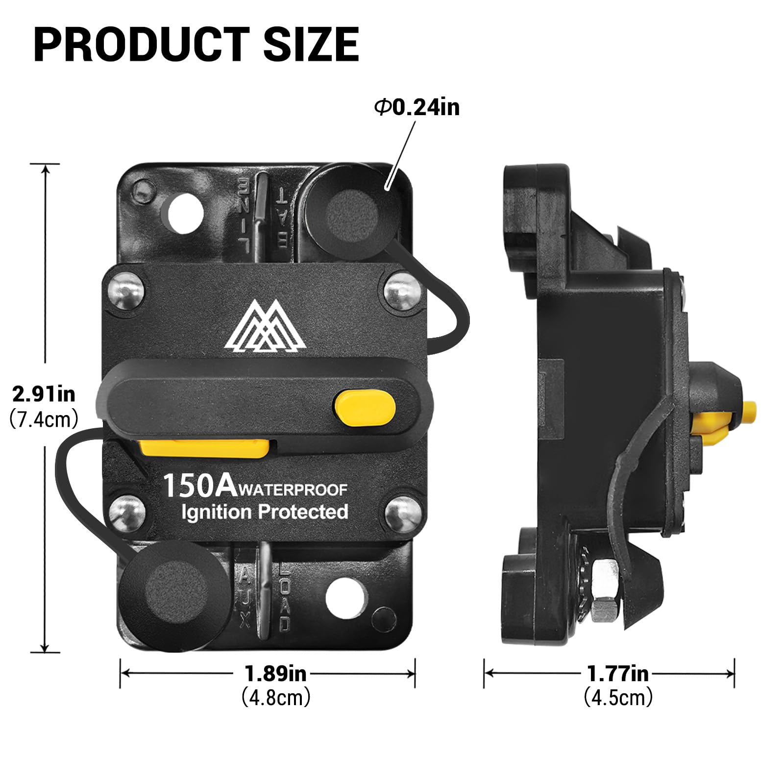 [Full Load Rating] 150 Amp Circuit Breaker Box for Trolling Motor Marine Boat ATV Vehicles Stereo Audio Solar Battery System with Manual Reset Inline Fuse IP67 Waterproof 150a Breaker 12-48V DC