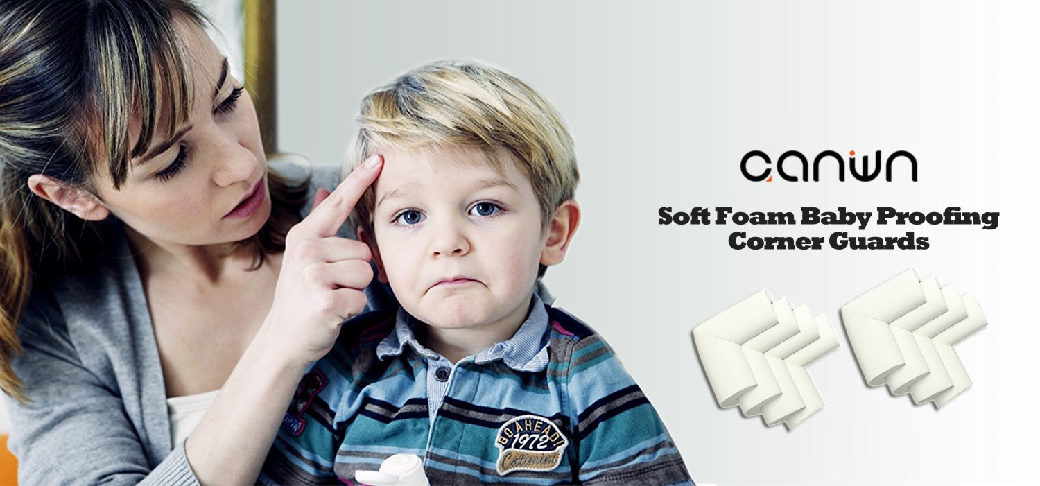 [8 Pack] Child Safety Corner Protectors, Canwn Soft Foam Baby Proofing Corner Guards Right Angle No Smell Table Corner Protectors for Baby and Kids(White)