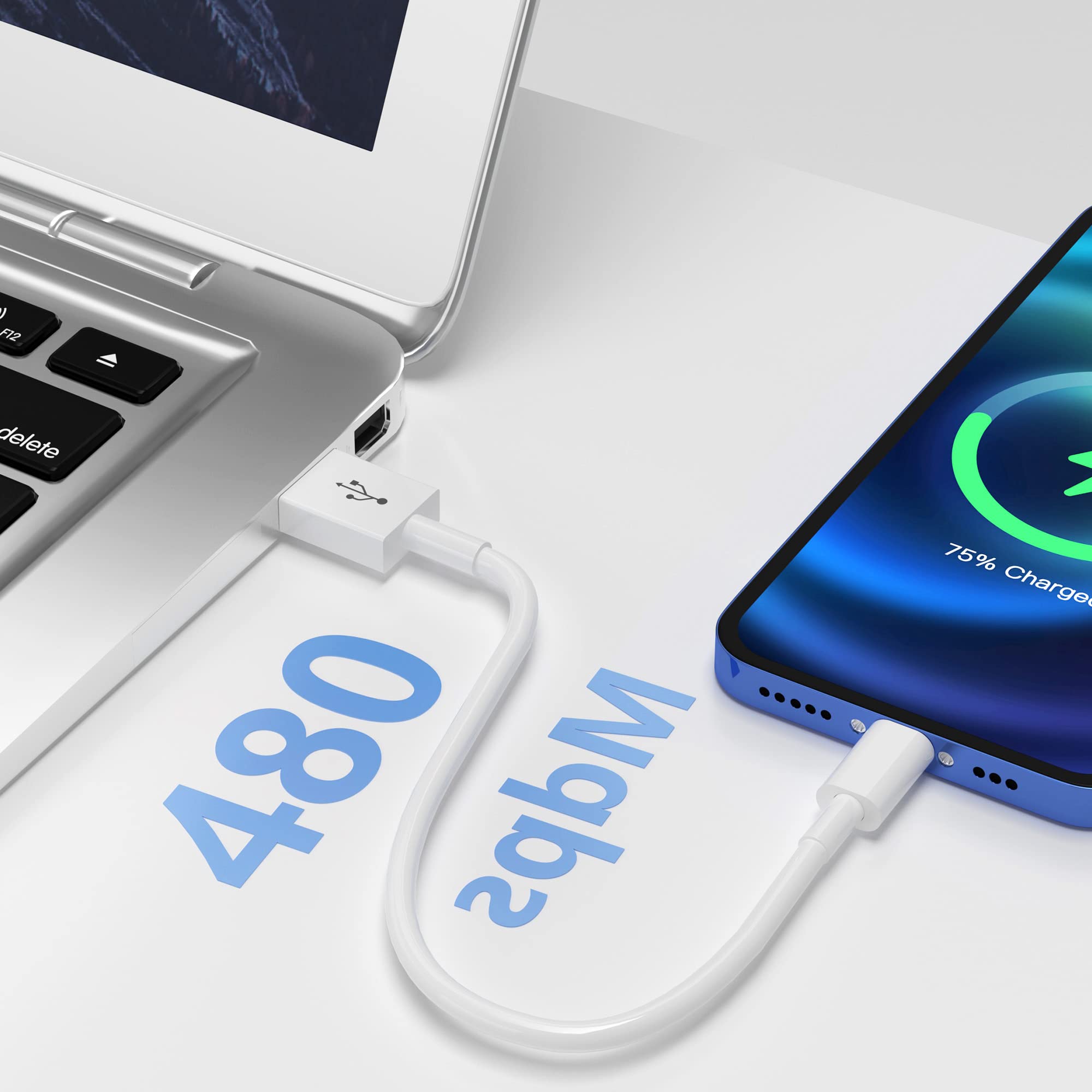 [Apple Certified] iPhone Charger 1 ft 5 Pack, Lightning to USB Cable 1 Foot, Long Fast iPhone Charging Cables Cord for iPhone 13 Pro Max/12 Mini/11/XR/Xs/X/8/7/6/iPad Pro/Air/Mini-1Feet White