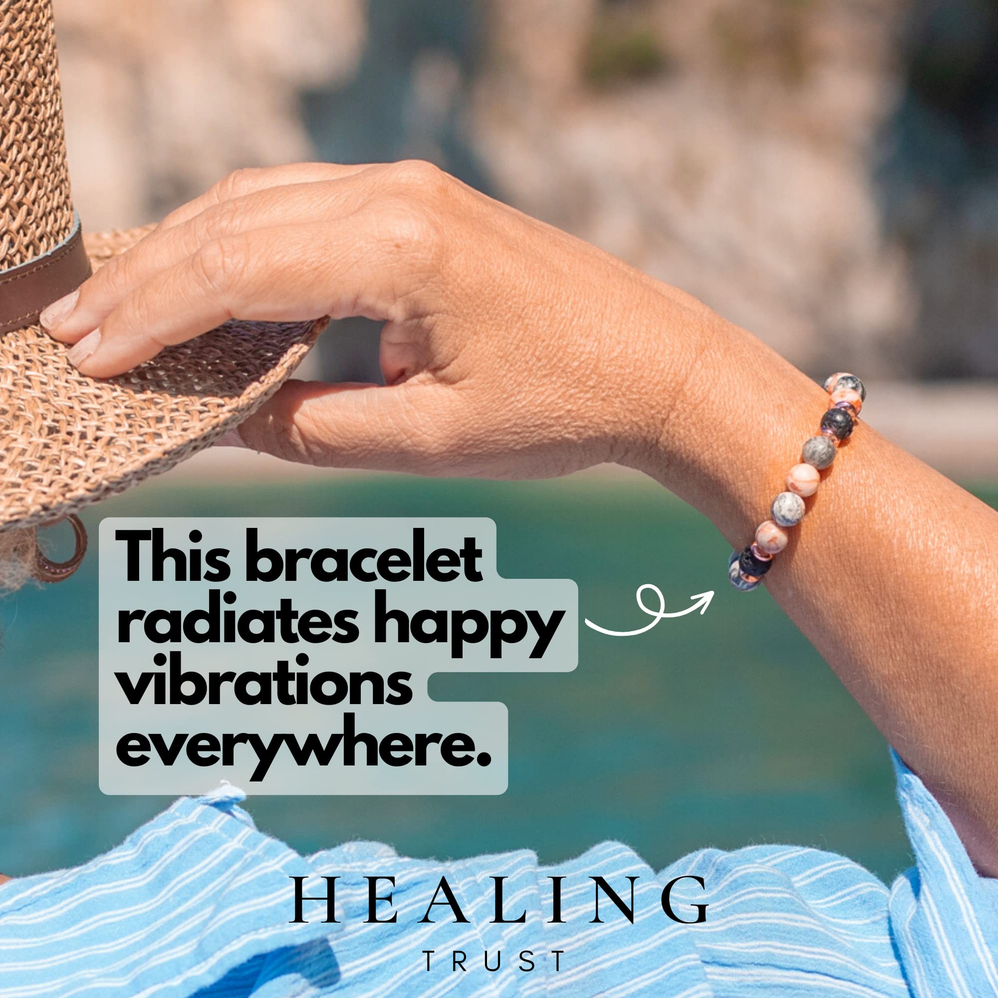 [Healing Trust] Lava Rock Bracelet with Lavender Essential Oil, Pink Zebra Jasper Essential Oil Diffuser Bracelet, Yoga Mediation Bracelet Stone Diffuser, pink zebra jasper, lava stone