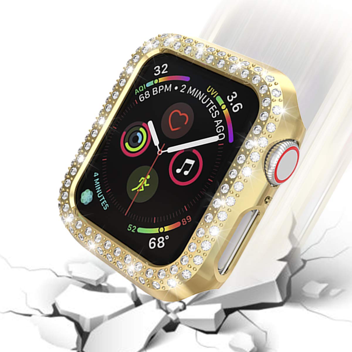 [5-Pack] Protector Case Compatible with Apple Watch Series 3 Series 2 Series 1 38mm Cover, Double Row Bling Crystal Diamonds Protective Cover PC Plated Bumper Frame Accessories (5 Colors, 38mm)