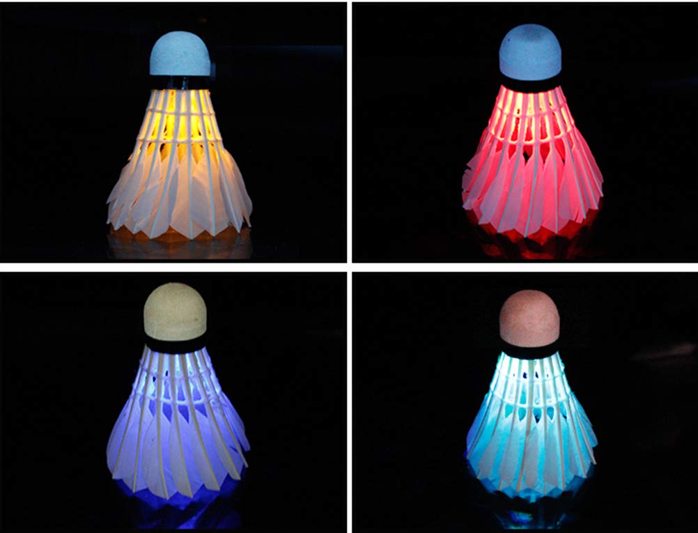 [8 Pack] LED Badminton Set, Shuttlecock Dark Night Glow Birdies Lighting Outdoor Indoor Sport Activities,Colorful