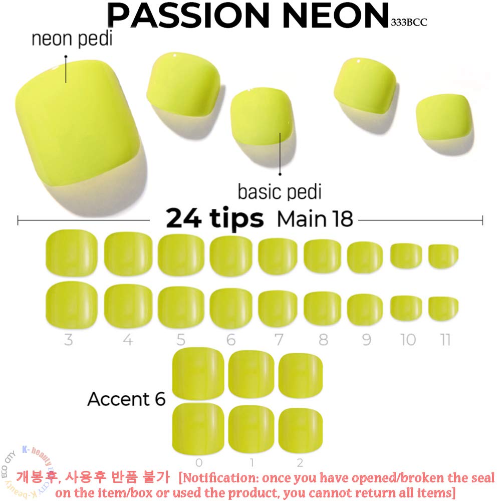 [DASHING DIVA -Toes]Magic Press SUPER SLIM Fit- PEDICURE(2 Different Designs 24+24strips)SHOCKING PINK+PASSION NEON 332/33bcc