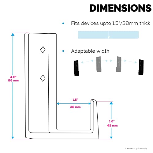 [EOL] 1.5" Corner Cable & Router Wall Mount Holder, Adhesive & Screw-in, for Routers, Network Switch, Mesh WiFi, Apple TV, Cameras, Speakers & More, for Devices Up to 1.5" / 38mm Wide, (Black) [EOL]