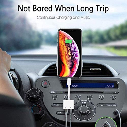 [Apple MFi Certified] 2 Pack Lightning to 3.5mm Headphones Jack Adapter for iPhone, 2 in 1 Charger +Aux Audio Splitter Dongle Adapter for iPhone 13/12/SE/11/Xs/XR/X/8 7 Support All iOS &Volume Control