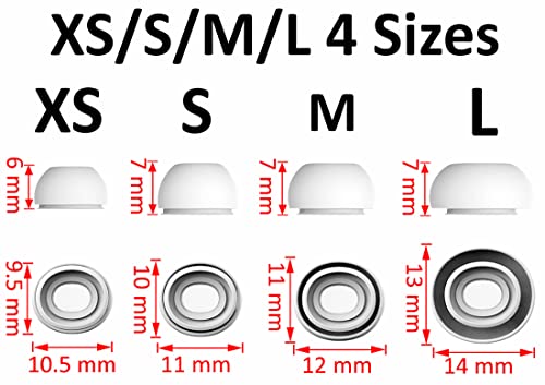 [8 Pairs] Compatible with AirPods Pro 2 Ear Tips, Silicone Replacement XS/S/M/L 4 Size Fit in Charging Case Earbuds Eartips with Storage Box Compatible with AirPods Pro ( XS/S/M/L White )
