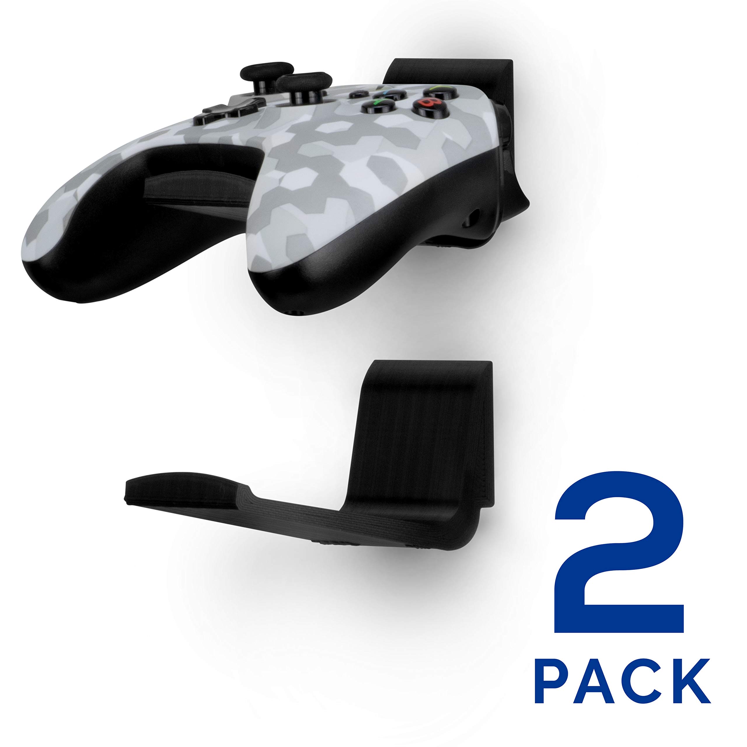 [EOL] Game Controller Bed Wall Mount Stand Holder (2 Pack) for XBOX ONE SWITCH PS4 PS5 STEAM PC NINTENDO, Universal Gamepad Accessories - No screws, Stick on, Black By Brainwavz (UGC-X) [EOL]