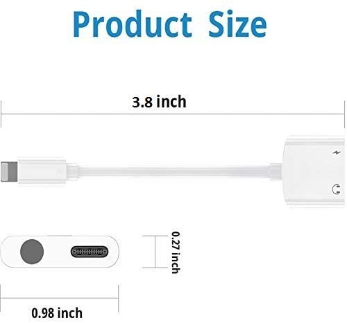 [Apple MFi Certified] 2 Pack Lightning to 3.5mm Headphone Jack Adapter 2 in 1 iPhone Headphones Adapter Charger and Aux Audio Splitter for iPhone 14/13/12/11/XS/XR/X/8/7 Charging+Music Control