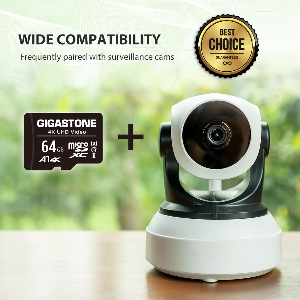 [Gigastone] 64GB 5-Pack Micro SD Card, 4K UHD Video, Surveillance Security Cam Action Camera Drone Professional, 90MB/s Micro SDXC UHS-I A1 Class 10, with Adapters