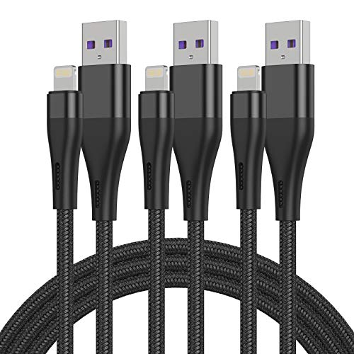 [Apple MFi Certified] iPhone Charger 6FT/3Pack USB to Lightning Cable, 6 Feet iPhone Cord Braided Charging USB Cables for iPhone 11/11Pro/11Max/X/XS/XR/XS Max/8/7/6/5S/SE/iPad Mini Air/Black