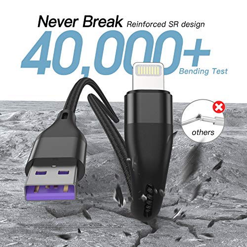 [Apple MFi Certified] iPhone Charger 6FT/3Pack USB to Lightning Cable, 6 Feet iPhone Cord Braided Charging USB Cables for iPhone 11/11Pro/11Max/X/XS/XR/XS Max/8/7/6/5S/SE/iPad Mini Air/Black