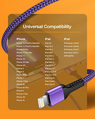 [Apple MFi Certified] (5 Pack 3FT) USB Lightning Cord to USB A Charging Cable, Lighting Braided Wire Lightening Chord for iPhone 14 13 mini/13/12/11 Pro Max/XS MAX/XR/XS/X/8/7/Plus/SE/Pad/Airpods