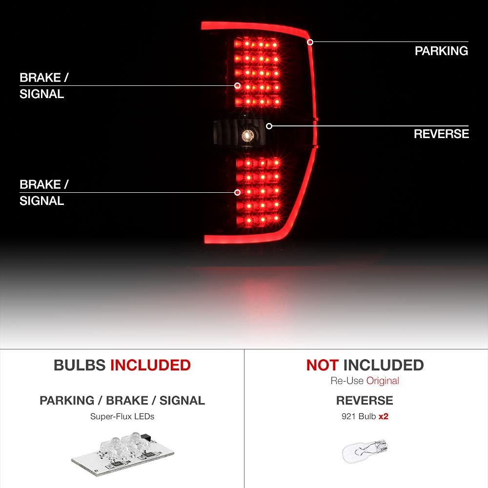 [For 2009-2014 Ford F150 Pickup Truck] Black Housing OLED Tube LED Tail Light Lamp Assembly, Driver & Passenger Side
