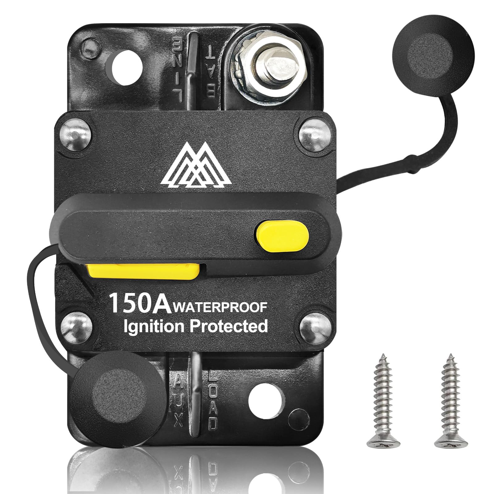 [Full Load Rating] 150 Amp Circuit Breaker Box for Trolling Motor Marine Boat ATV Vehicles Stereo Audio Solar Battery System with Manual Reset Inline Fuse IP67 Waterproof 150a Breaker 12-48V DC