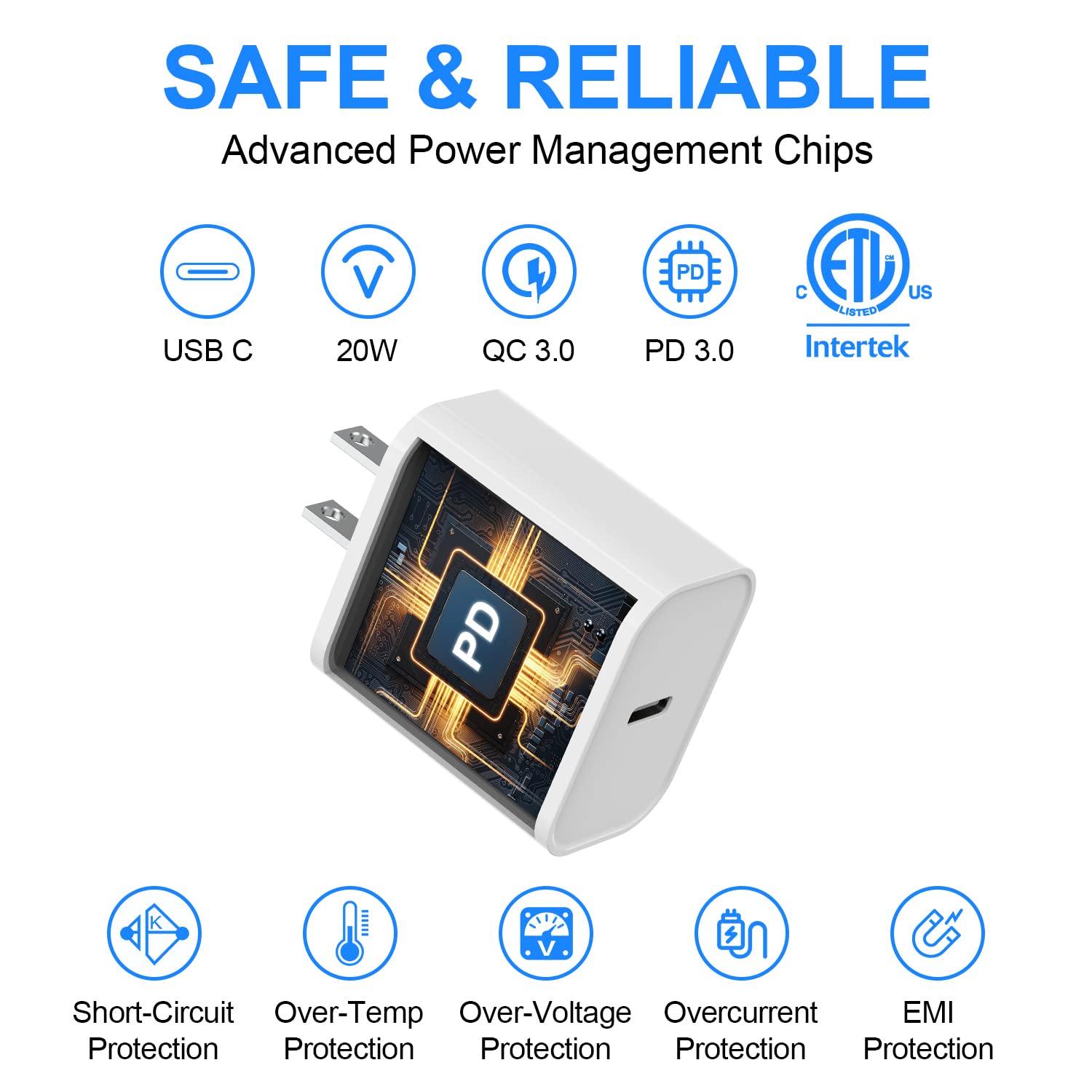 [Apple MFi Certified] iPhone Charger iPhone Fast Charger, 2Pack 20W PD Type C Wall Charger Block with 6FT USB-C to Lightning Cables Compatible with iPhone 14/13/ 12/11/ XS/XR/X/ 8 Plus/iPad