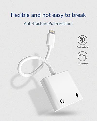 [Apple MFi Certified] Headphone Adapter for iPhone，2 in 1 Lightning to 3.5mm Aux Audio Dongle Headphone Accessories Compatible with iPhone 14/13/XR/X 8 7/iPad Audio Earphone Adapter for All iOS System