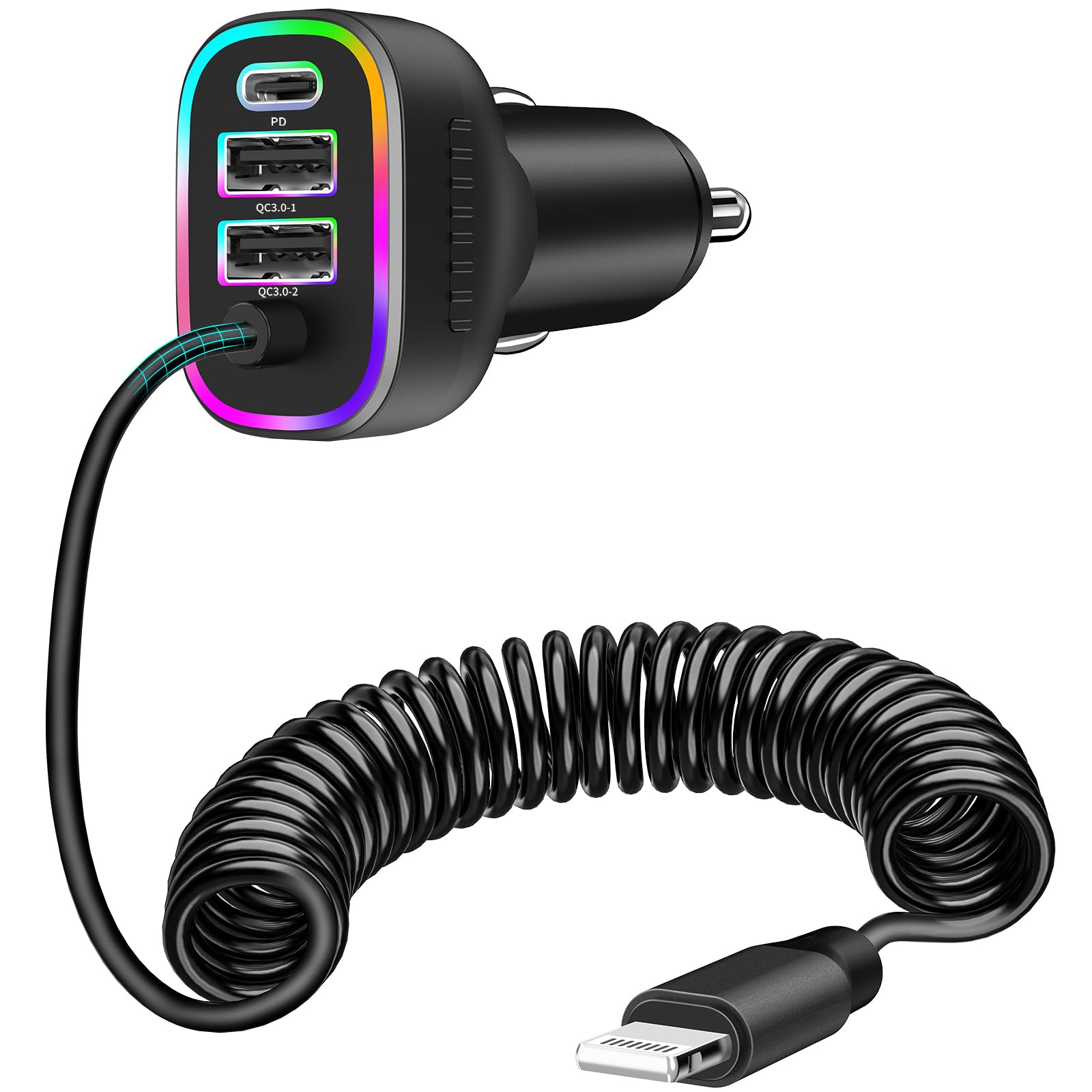 [Apple MFi Certified] iPhone USB-C Fast Car Charger, GODMADES 48W Type-C Power Dual PD/QC 3.0 Car Charger Adapter + 2 Pack Lightning Cable Quick Car Charging for iPhone 14 13 12 11 Pro/XS/XR/X/SE/iPad