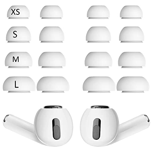 [8 Pairs] Compatible with AirPods Pro 2 Ear Tips, Silicone Replacement XS/S/M/L 4 Size Fit in Charging Case Earbuds Eartips with Storage Box Compatible with AirPods Pro ( XS/S/M/L White )