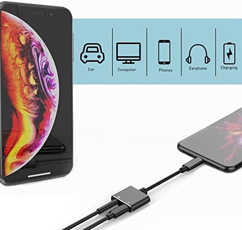 [Apple MFi Certified] iPhone Headphone Adapter, 2 Pack 2 in 1 Lightning to 3.5mm Aux Audio and Charge Jack Adapter Splitter Dongle for iPhone 14 13 12 11 Pro Max XS XR X 8 7 6 iPad, Support iOS 16