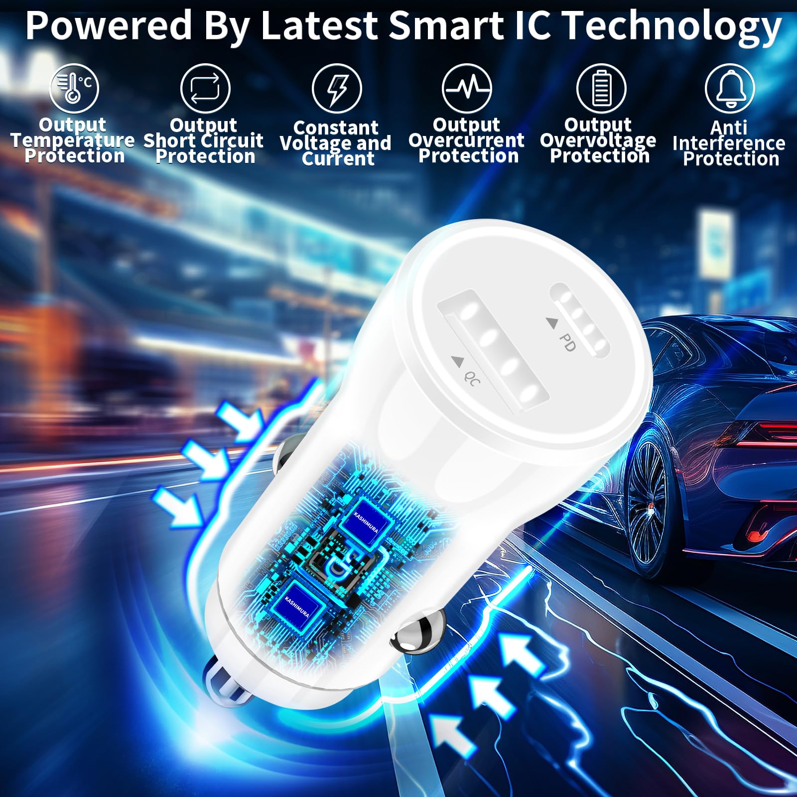 [Apple MFi Certified] iPhone 15 Fast Car Charger, KASHIMURA 66W Type-C Power PD&QC3.0 Cigarette Lighter USB Charger Adapter + 2Pack USB-C Charge Cable for iPhone 15 Plus/15 Pro/15 Pro Max/iPad/AirPods