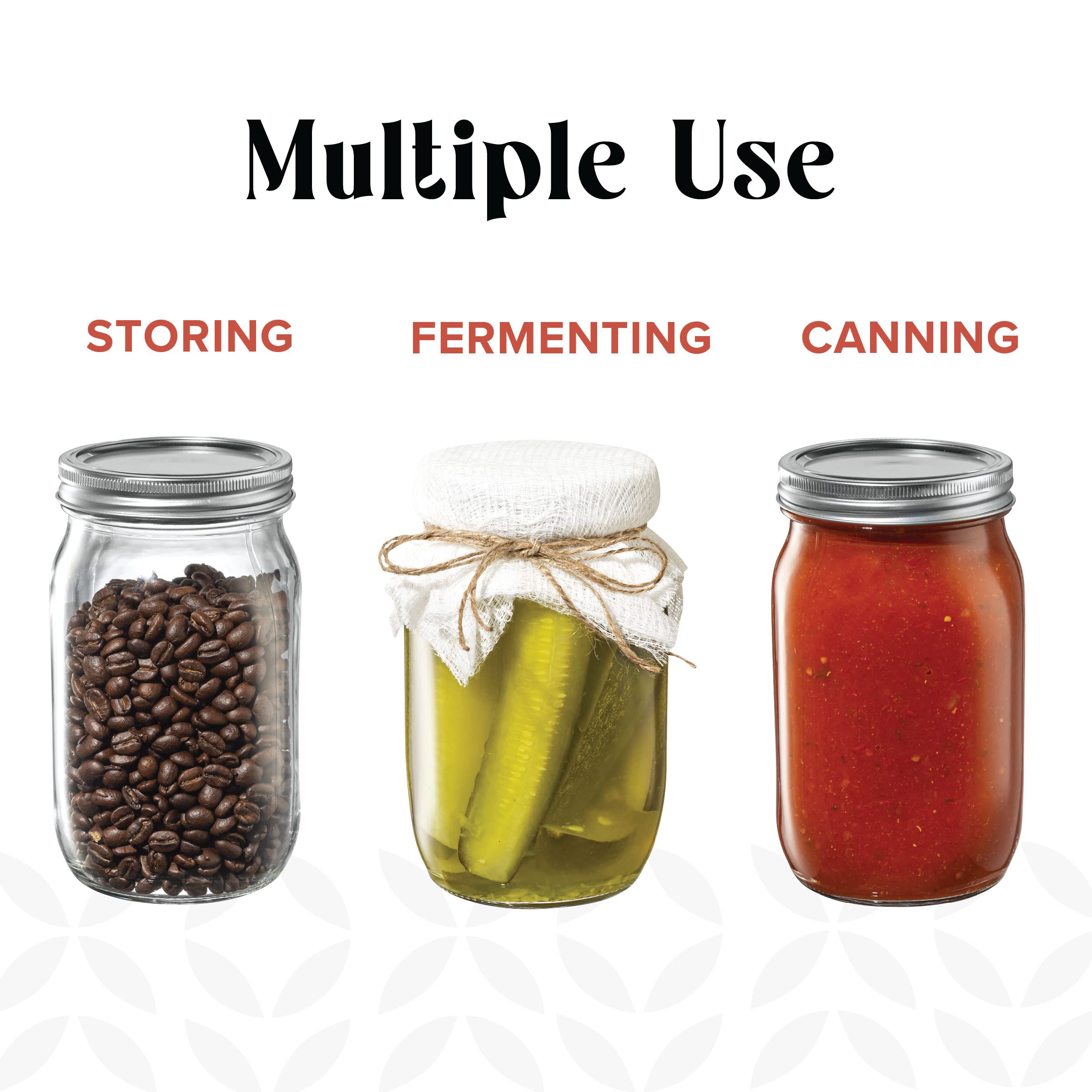 [6 Pack] 16 oz. Regular-Mouth Glass Mason Jars with Metal Airtight Lids and Bands for 1 Pint Canning, Preserving, & Meal Prep