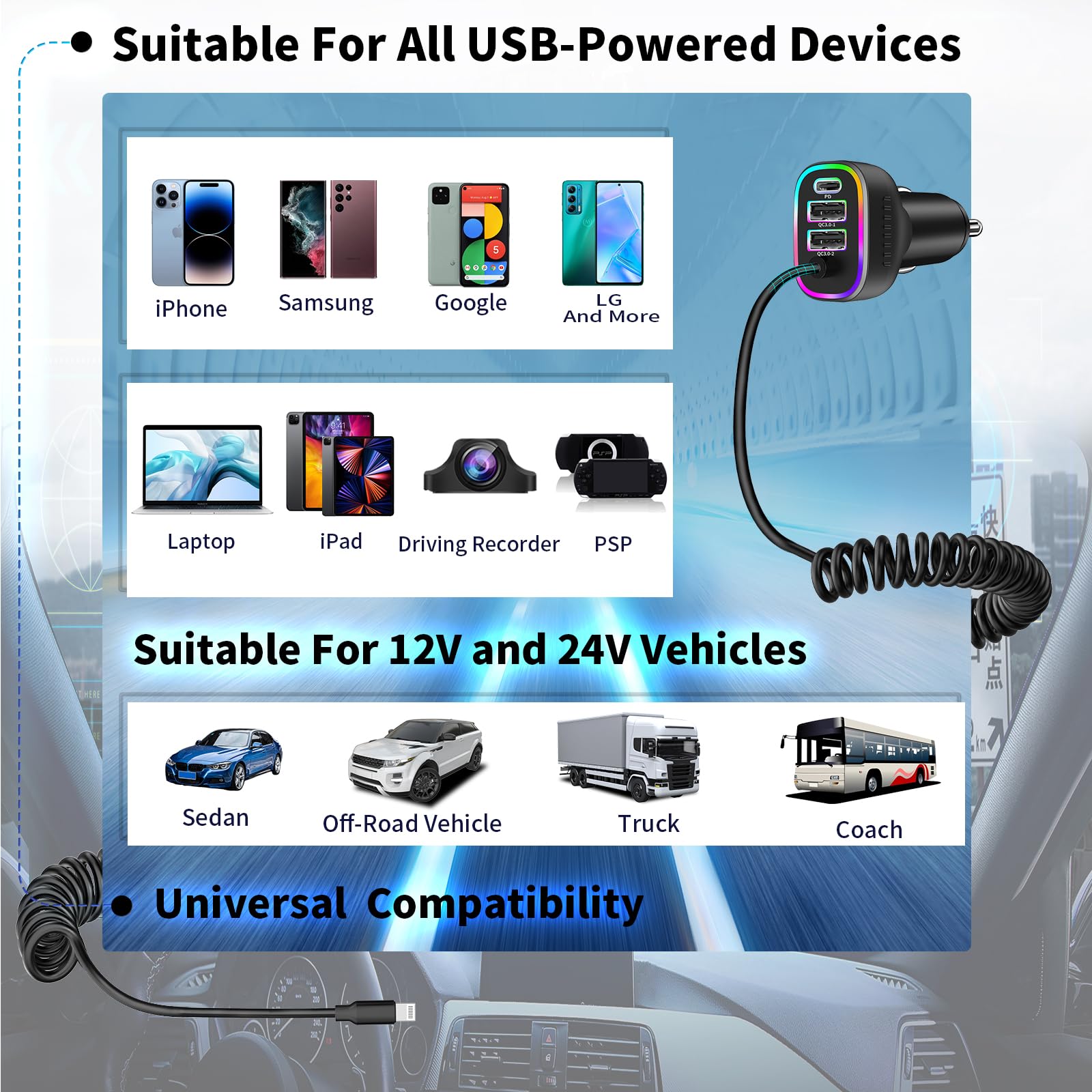 [Apple MFi Certified] iPhone USB-C Fast Car Charger, GODMADES 48W Type-C Power Dual PD/QC 3.0 Car Charger Adapter + 2 Pack Lightning Cable Quick Car Charging for iPhone 14 13 12 11 Pro/XS/XR/X/SE/iPad
