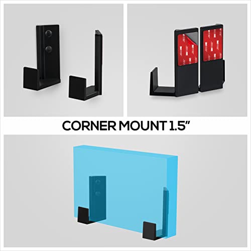 [EOL] 1.5" Corner Cable & Router Wall Mount Holder, Adhesive & Screw-in, for Routers, Network Switch, Mesh WiFi, Apple TV, Cameras, Speakers & More, for Devices Up to 1.5" / 38mm Wide, (Black) [EOL]