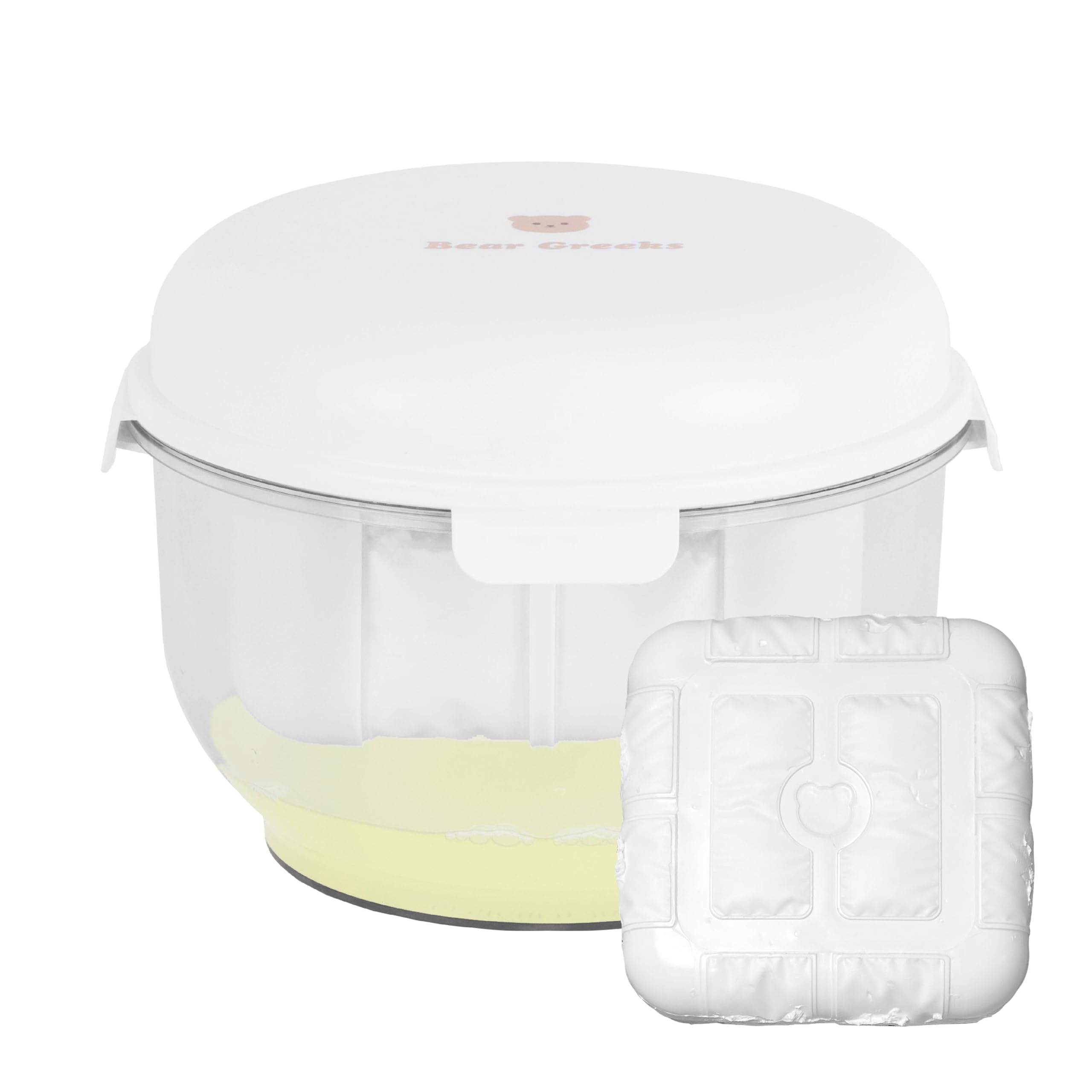 [Bear Greeks] 2.4L Gguduck Greek yogurt Maker, with ultra fine Nylon Mesh Strainer. 2.4Qt thick and creamy greek yogurt, high protein snack, Eco-Zen material container
