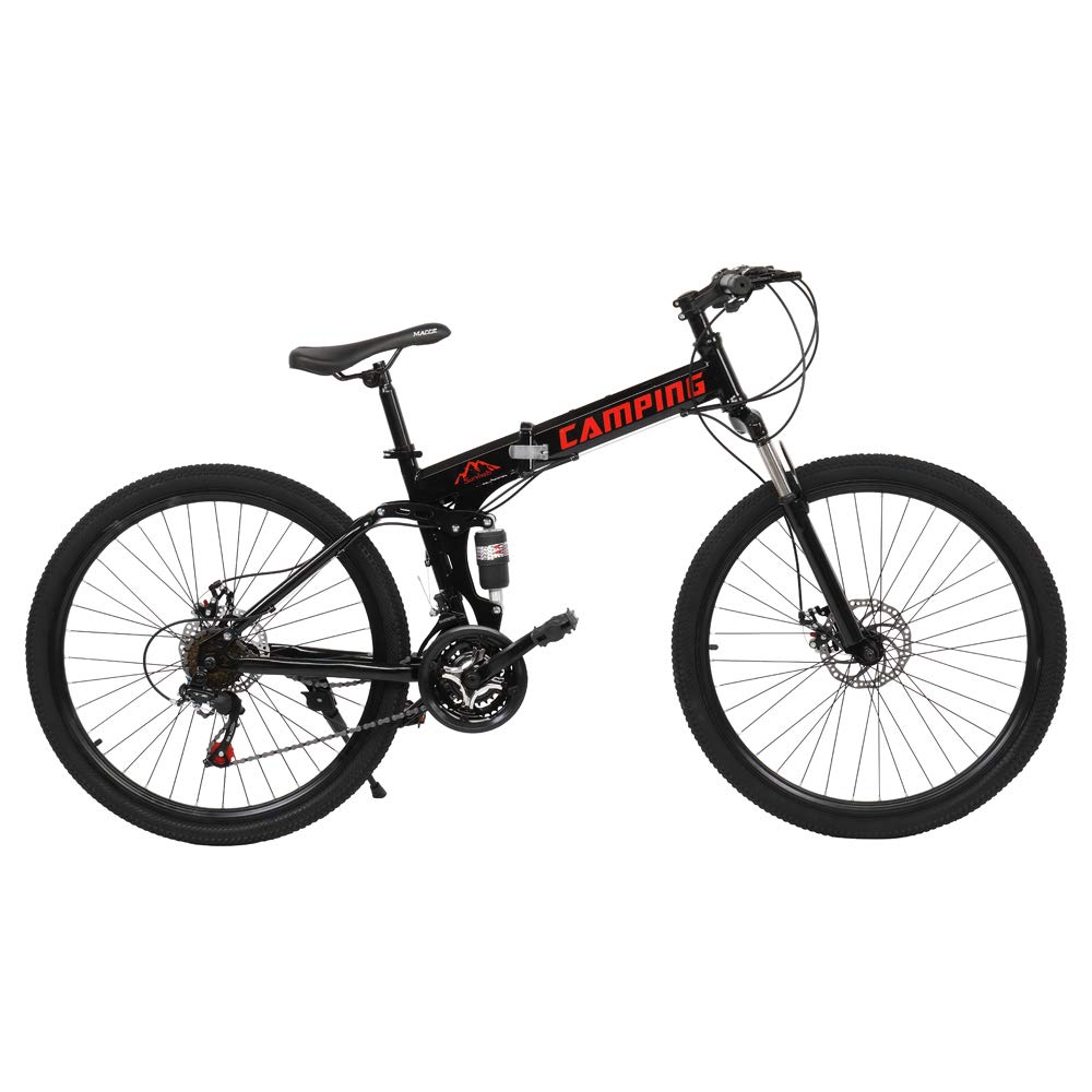 [Camping Survivals] 26-Inch 21-Speed Folding Mountain Bike Black（Do not Sell on Amazon）