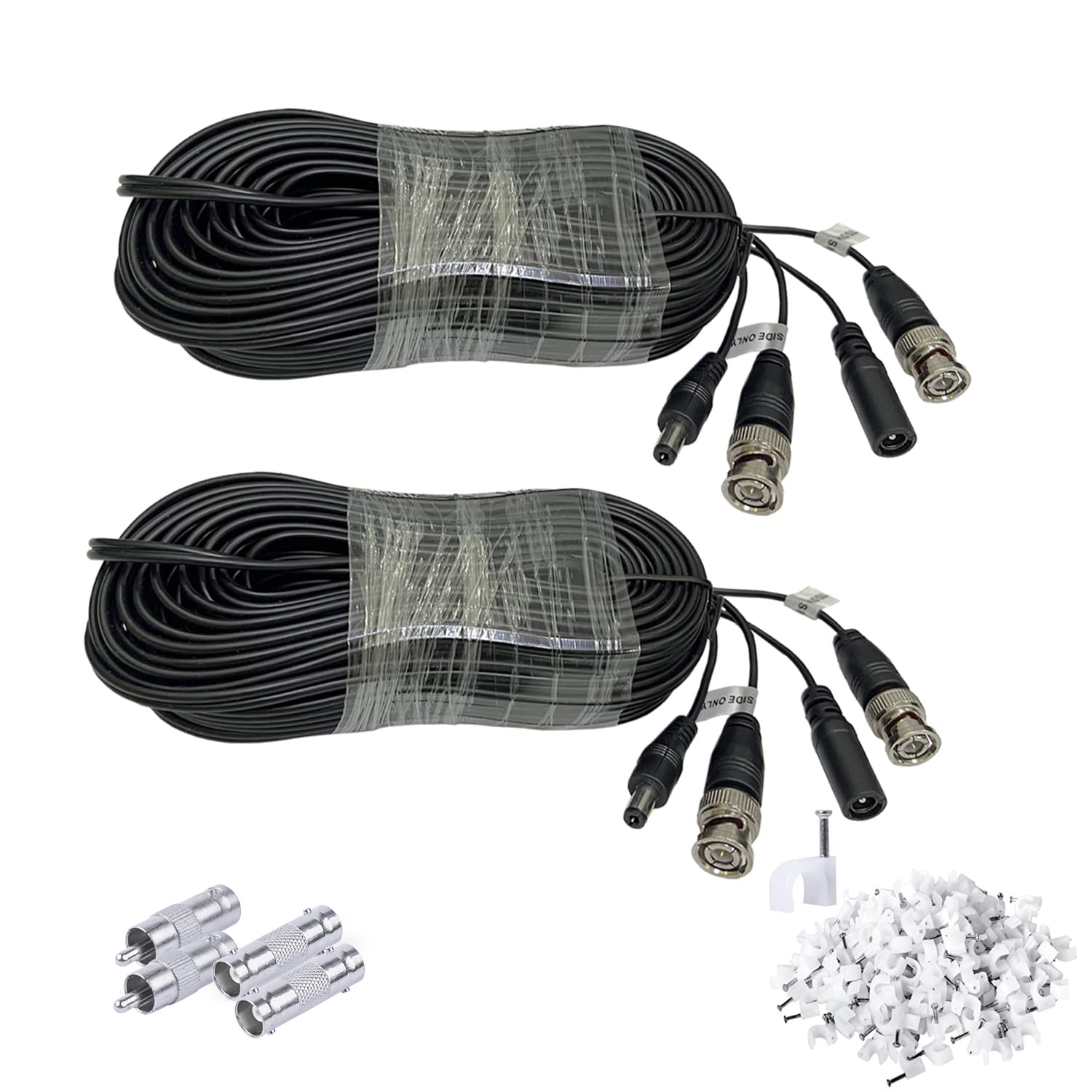 [night vision upgrade]CCTV cable 50ft(Measured 60ft 18.3m) security camera extension cable, All-in-One BNC Video Power Cables, surveillance camera cable for CCTV DVR surveillance system 2-Pack