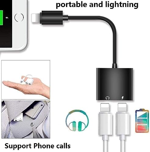 [Apple MFi Certified] iPhone Adapter,2 Pack Headphone Adapter for iPhone,Dual Lightning Audio Splitter Headphones and Charging Adapter for iPhone 14/13/12/11 Pro Max/XS/XR/X/8/7/6 Support Call